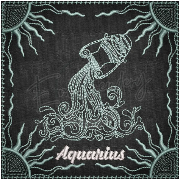 Zodiac Quilt Square - Aquarius – EmFreudery Designs